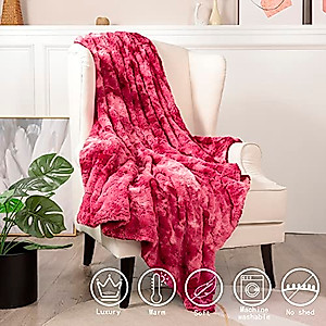 VOTOWN HOME Christmas Blanket Luxury Faux Fur Throw Blanket, Soft Warm and Fluffy for Couch,Wine Red 50"x60"