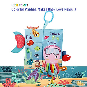 Fish Baby Books 0-6 Months,Crinkle Cloth Books for Babies,Touch and Feel Baby Book Toys Infant 0-3-6-12-18 Months, Toddlers,Interactive Infant Sensory Toys,Shower Baby Gifts Christmas for Boys Girls
