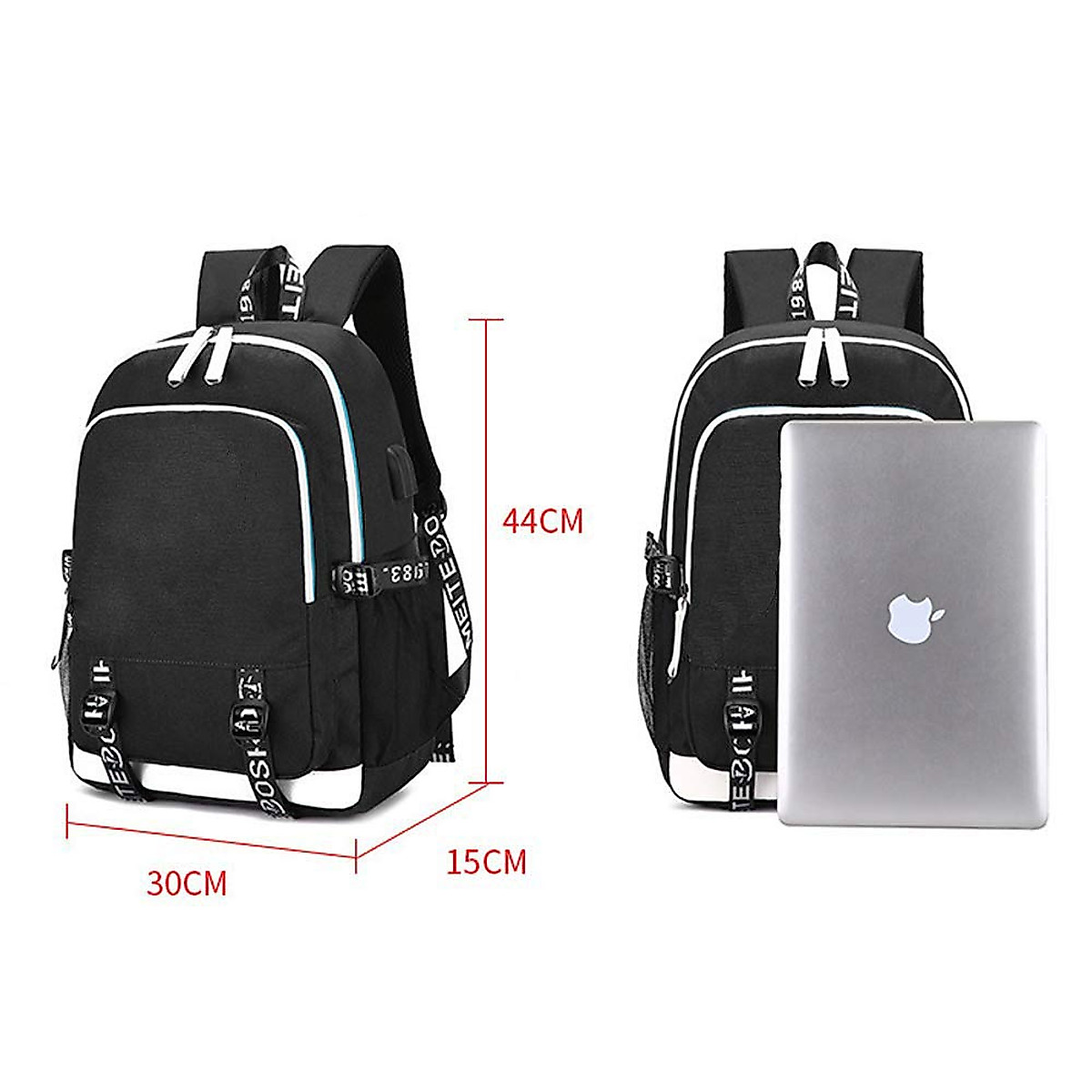 TIMMOR MAGIC Anime Seven Deadly Sins Laptop Backpack with USB Charging Port, Middle School College Bookbags.(Black1)