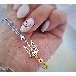Tryzub Ukrainian bracelet 925 Sterling Silver Ukraine Flag National Emblem of Ukraine Unisex Link Bracelet 925 for Women Men Handmade in Ukraine