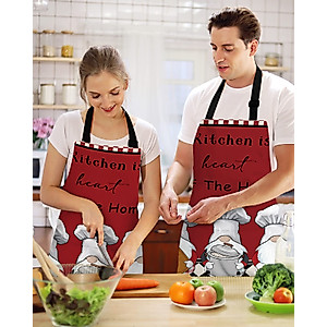 Yomandocix Chef Apron Adjustable Bib Aprons, Fat Chef Kitchen Cooking Apron with Pockets for Men Women Cook Gnomes