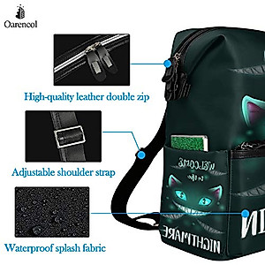 Oarencol Welcome To The Nightmare Scary Backpack Creepy Evil Cat Face School Book Bag Travel Hiking Camping Laptop Daypack
