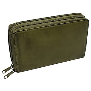 Swiss Marshall Women's RFID Blocking Double Zipper Smartphone Leather Wallet with Removable Checkbook Holder (Green)