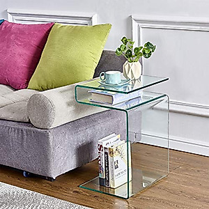 Glass Nightstand,Side Table,S-Shaped End Table for Living Room,Bedside Table for Bedroom