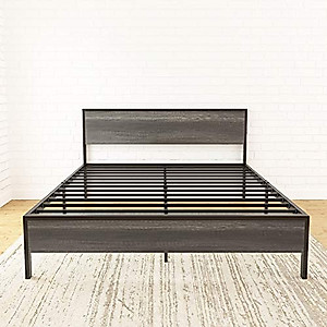 Weehom Metal Bed Frame Queen Size Bed with Lock Design Storage Bed Frame Mattress Foundation No Box Spring Needed/Under Bed Storage Black