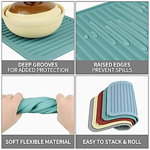 Kalsreui Trivets for Hot Dishes, Versatile Silicone Trivet Hot Pad for Kitchen, Dish Mat and Pot Holder for Counter, Gray Nonslip Heat Resistant Mat for Tabletop, Trivets for Hot Pots and Pans Pack 3
