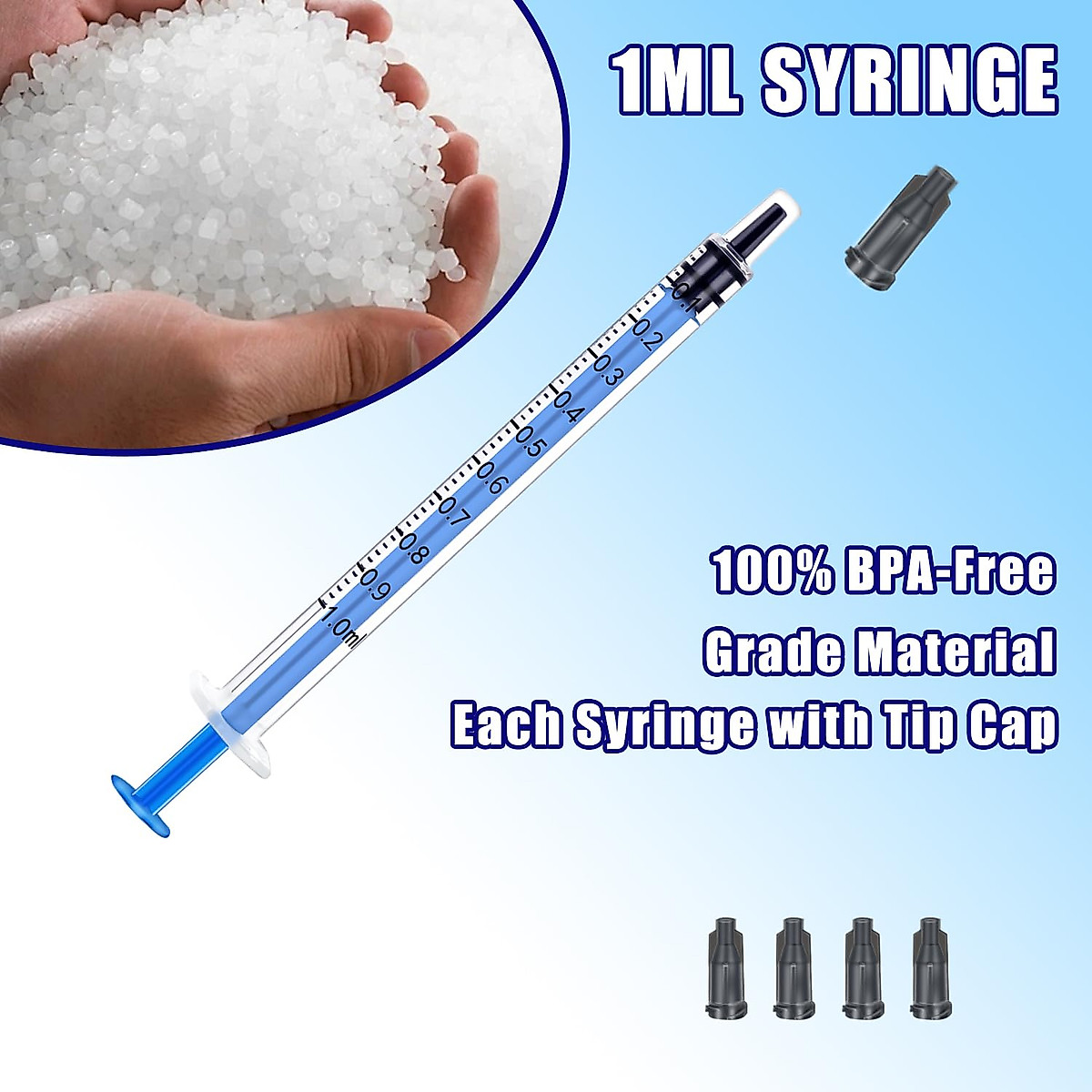 100Pack 1ml Syringes With Caps