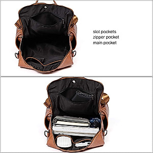 CLUCI Women Wallet Soft Leather Designer Trifold Multi Card Organizer Lady Clutch Women Backpack Purse Leather Fashion Travel Casual Detachable Shoulder Bag Oil Wax Brown