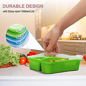 Ylebs 4 Pack Bento Lunch Box Reusable 4 Compartment Lunch Containers for Adults,BPA Free Plastic Divided Food Meal Prep Containers,Schools,Work and Travel