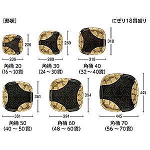 Chū Chemical Disposable Sushi Tubs, HS Square Tubs, 20, Black Gold Foil, BK, Body of 10 Pieces, Size: Approx. 9.3 x 9.3 x 1.5 inches (23.6 x 23.6 x 3.8 cm)