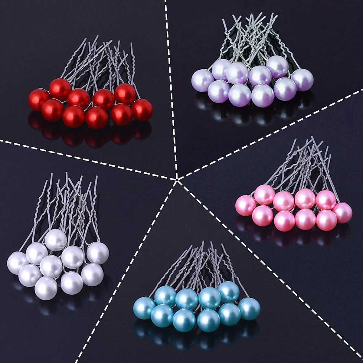 KINGMAS 50 Pack Wedding Pearl Hair Pins, Bridal Hair Pins U Shape Hair Accessories Barrette for Bride Bridesmaid Women Girls (White)
