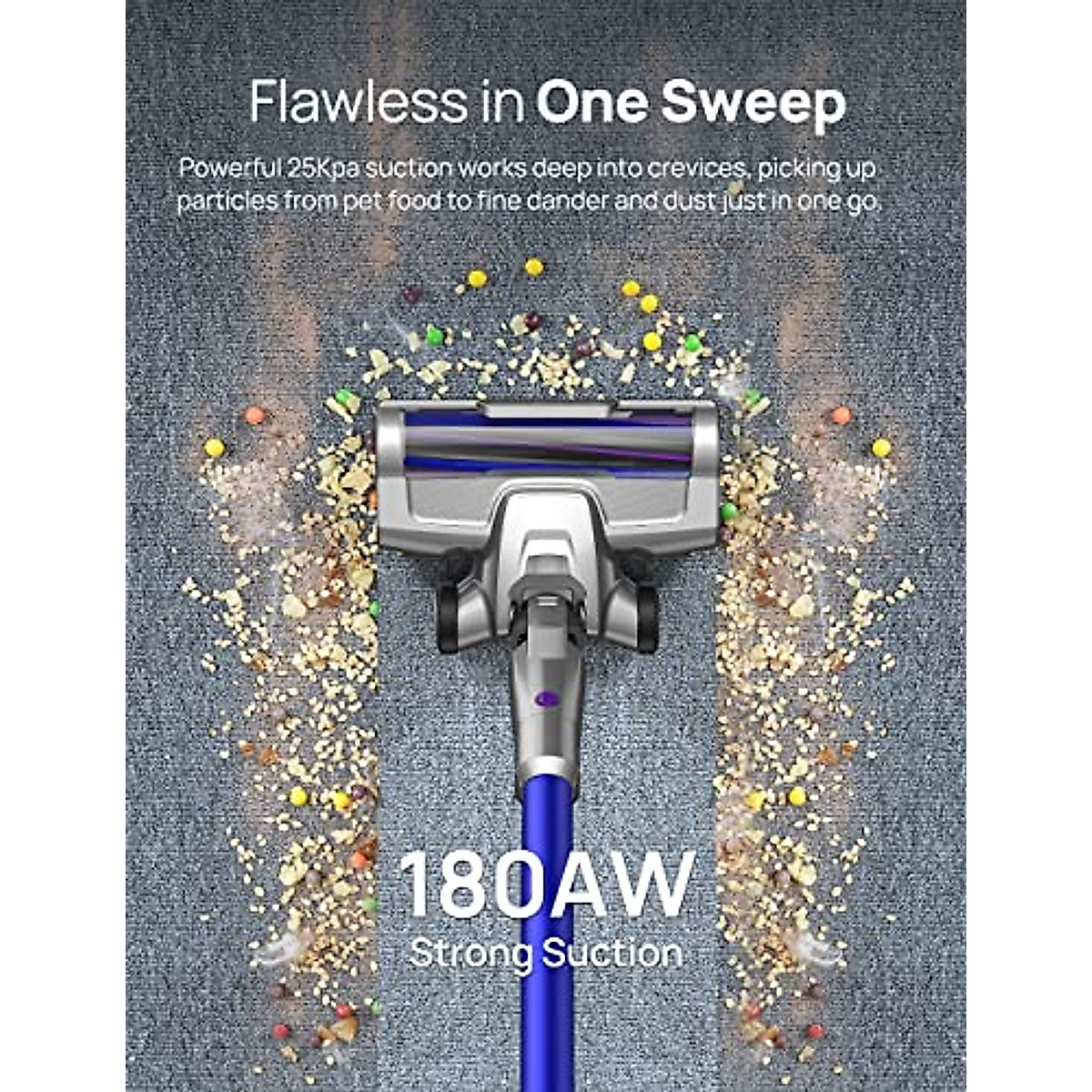 Dreo Cordless Vacuum Cleaner, 25kPa 550W Strong Suction, 3000mAh Detachable Battery, Up to 60 Mins, Handheld/Stick Vacuum with Auto Detect, Tools for Pet Hair, Car, Carpets, Hard Floors, PowerLeap