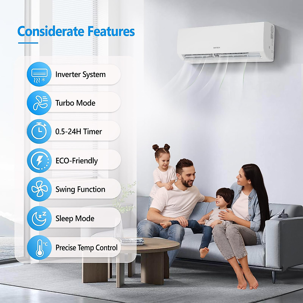 ROVSUN Dual Zone 12000 + 12000 BTU WIFI Mini Split AC/Heating System, 19 SEER2 2 Zone 18000 BTU Ductless Split Air Conditioner with Pre-Charged Condenser, Heat Pump & 25Ft Installation Kit, 208-230V