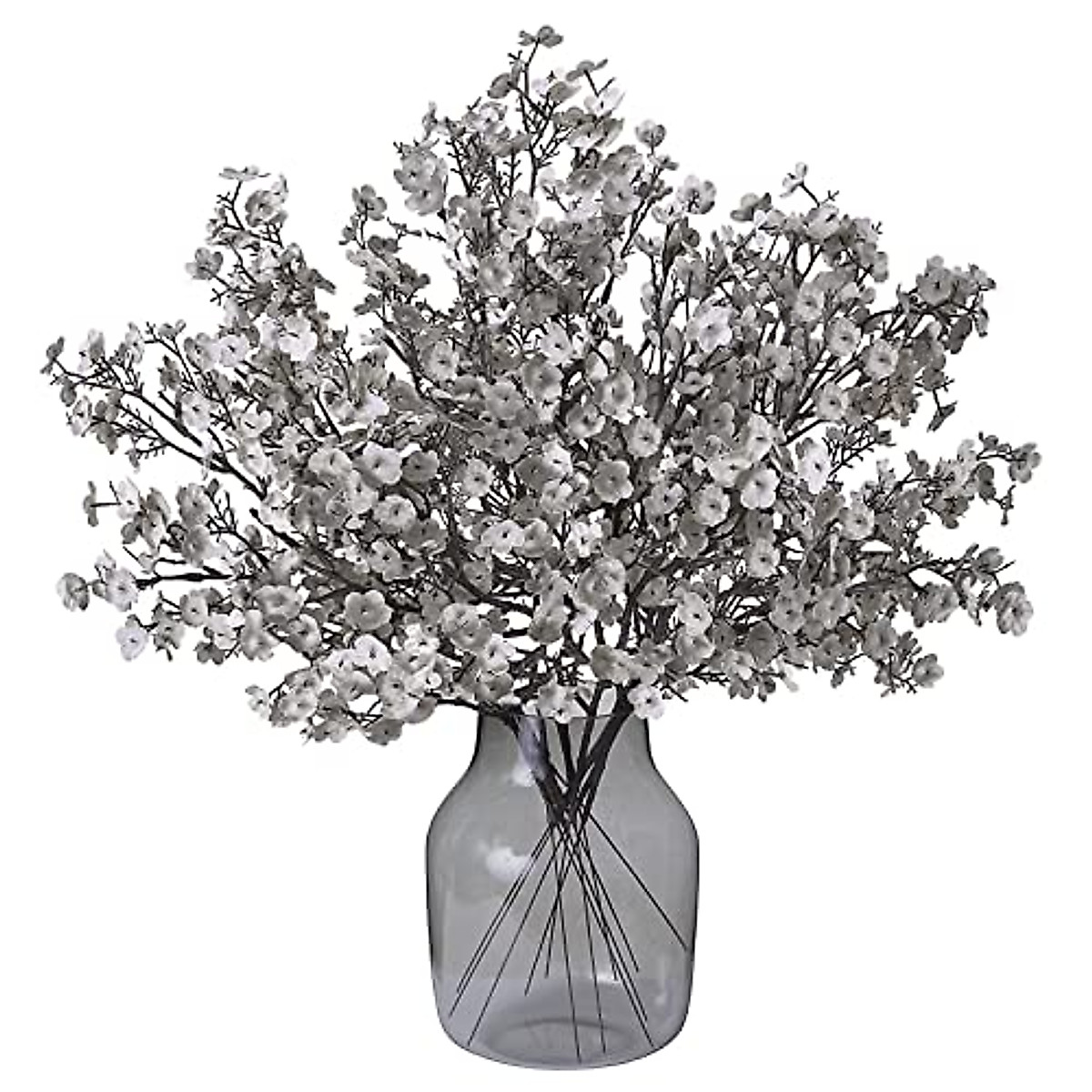 Momkids 6pcs Babys Breath Fabric Cloth Artificial Flowers Fake Gypsophila Bouquet Faux Silk Floral for Bulk Real Touch Fall Flower Arrangements Kitchen Wedding Home Decor (Grey)