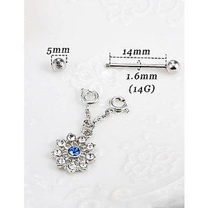 Ylqjksk Nipple Rings 14G Surgical Steel Nipple Piercing Jewelry for Women Plastic Glow Dark Nipple Rings Acrylic CZ Diamonds Heart Chain Dangle Nipple Shield 14MM 9/16 Inch，Rainbow Purple Barbell