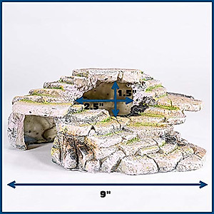 PENN-PLAX Reptology Shale Scape Step Ledge & Cave Hideout – Decorative Resin for Aquariums & Terrariums – Great for Reptiles, Amphibians, and Fish – Medium