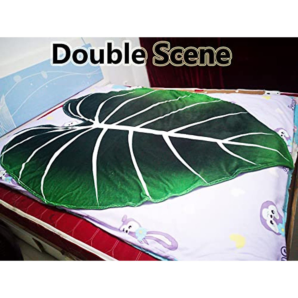 Leaf Blanket, Big Green Leaf Blanket Shape,Soft Plush Flannel Throw Decorative Leaves Design for Plant Lovers Bed Couch and Sofa（60x78INCH
