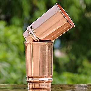 Pure Copper Tumblers Set of 2, UNLINED, UNCOATED and LACQUER Free | 350 Ml. (11.8 US Fl Oz) Traveller's Copper Cups for Ayurveda Health Benefits