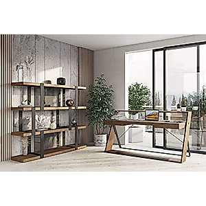 Limari Home Lazzaro Collection Modern Home Office Walnut Veneer Finished Desk with 2 Soft Closing Drawers, Brown