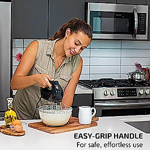 Ovente Portable 5 Speed Mixing Electric Hand Mixer with Stainless Steel Whisk Beater Attachments & Snap Storage Case, Compact Lightweight 150 Watt Powerful Blender for Baking & Cooking, Black HM151B