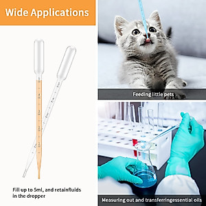 G2PLUS 100PCS 5ml Transfer Pipettes, Plastic Graduated Pipettes, Calibrated Disposable Dropper for Liquid, Essential Oils, Science Laboratory, Experiment, Essential Oils, Make up Tool