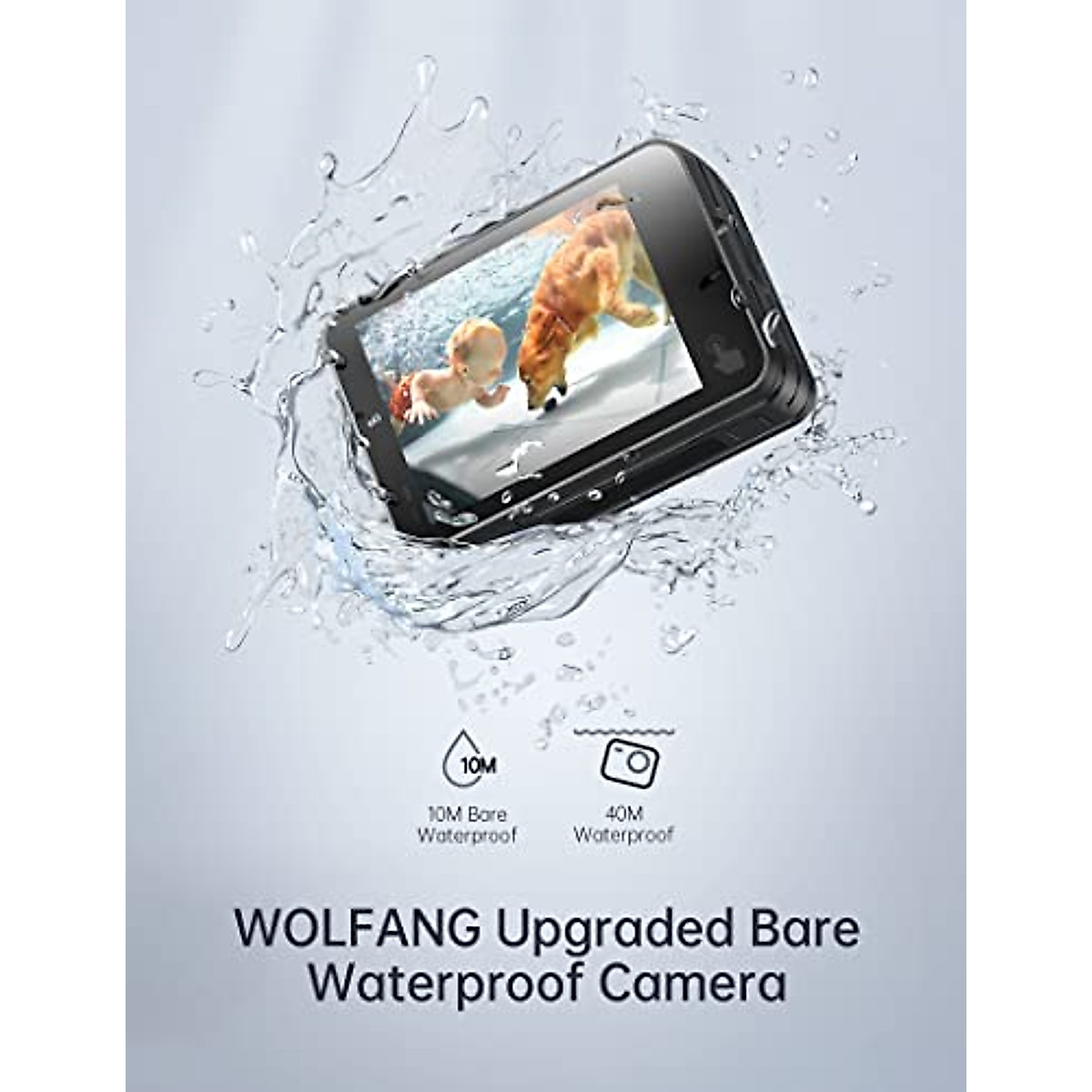 WOLFANG GA420 Action Camera 4K 60FPS 24MP WiFi Waterproof Underwater Camera 3.0 EIS Stabilization 8X Zoom Helmet Camera (External Microphone, Remote Control, 2x1350mAh Batteries and Accessory Kit)