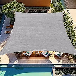 Shade&Beyond Sun Shade Sail Rectangle Canopy 8' x 12' Sail Shade Light Grey Sun Shades for Patios