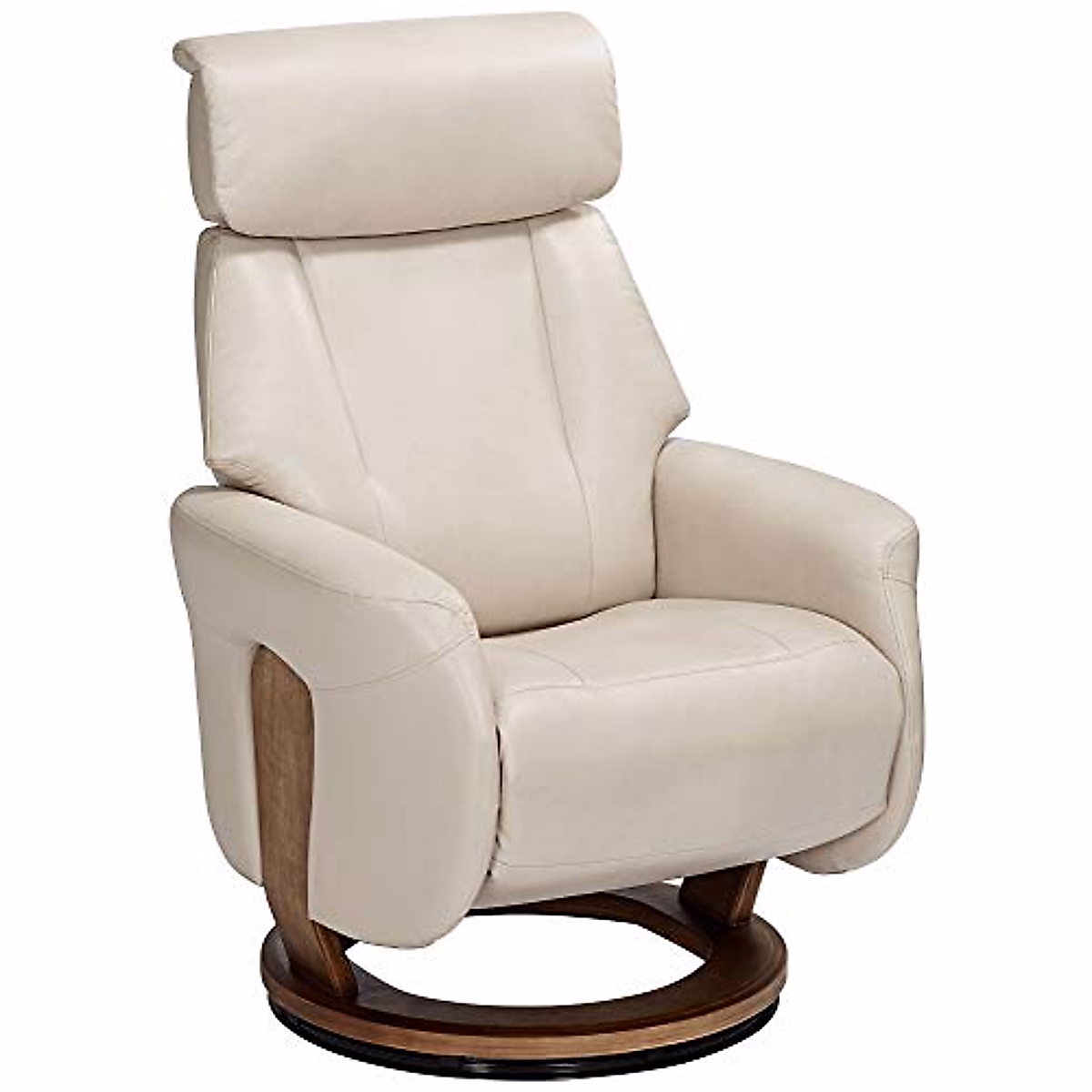 Benchmaster Augusta Taupe Faux Leather Swivel Recliner Chair Modern Armchair Comfortable Manual Reclining Footrest Adjustable Upholstered for Bedroom Living Room Reading Home Relax Office