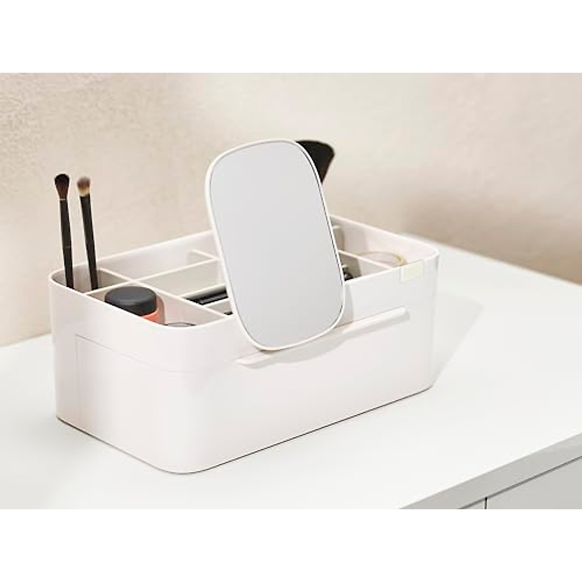 Joseph Joseph 75005 Viva Makeup Cosmetic Storage Organizer with Drawer, Large with Mirror, Shell, Cream