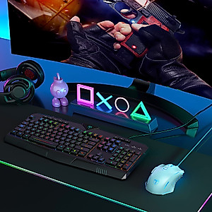 WEEMSBOX Gaming Mouse, Wired Gaming Mice [Breathing RGB LED] [Plug Play] High-Precision Adjustable 7200 DPI, 7 Programmable Buttons, Ergonomic Computer USB Mouse for Windows/PC/Mac/Laptop Gamer-White