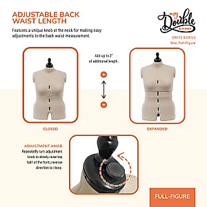 Dritz My Double Designer Adjustable Dress Form, Full-Figure, Ivory