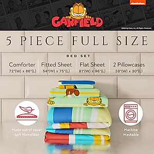 Franco Garfield Kids Bedding Super Soft Cozy Reversible Comforter and Sheet Set, 5 Piece Full Size, (Officially Licensed Product)