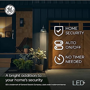 GE LED+ Dusk to Dawn LED Light Bulbs with Sunlight Sensors, Automatic On/Off Light Sensing Bulbs, Outdoor Decorative Bulbs, Soft White (Pack of 2)