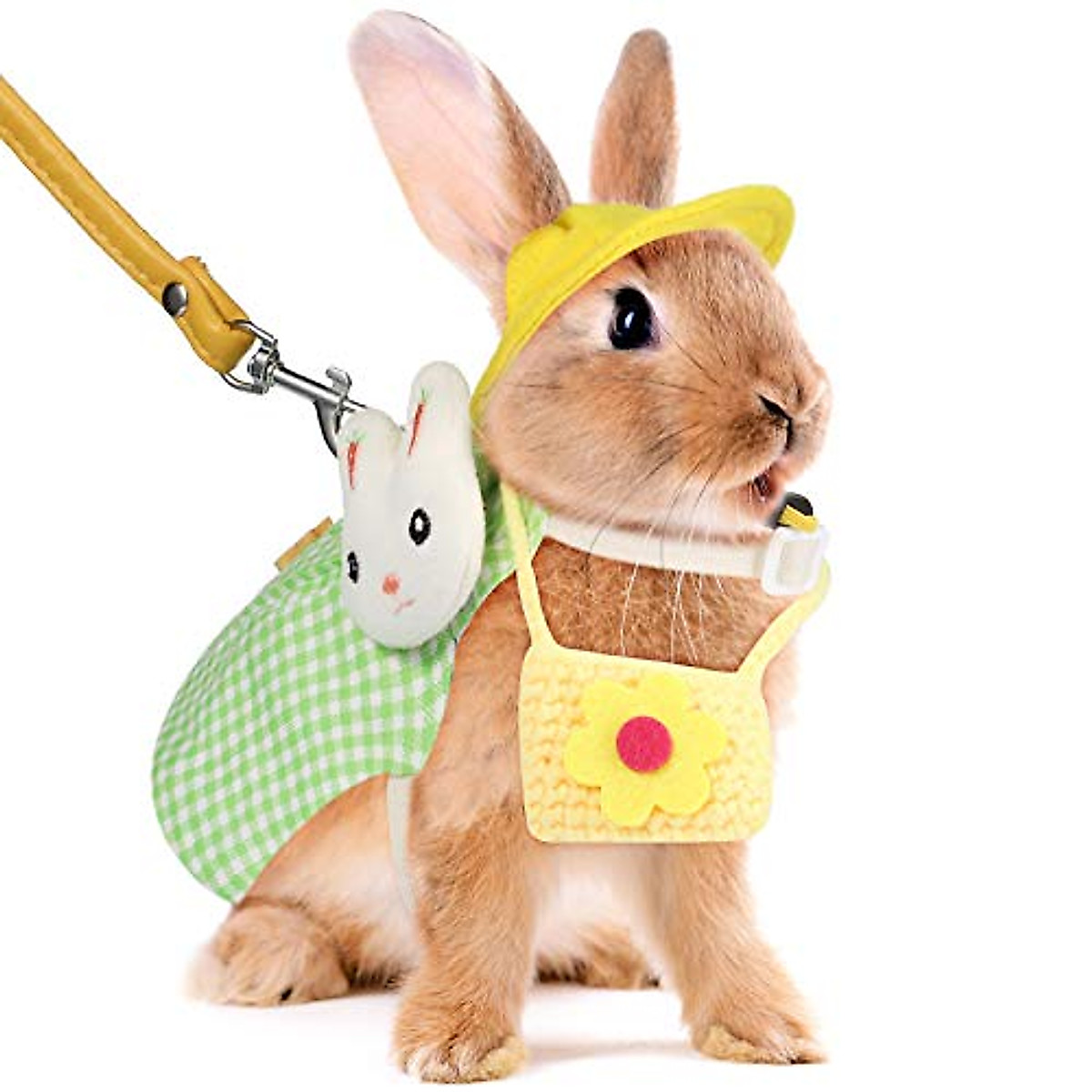 2 Sets Small Animal Harness Vest and Leash Set Small Pet Chest Harness Vest Walking Vest Harness for Rabbit Ferret Teacup Poodle Kitten (Pineapple and Plaid)