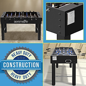SereneLife 48in Competition Sized Foosball Table, Soccer for Home, Arcade Game Room, 2 Balls, 2 Cup Holders 2x4ft for Man Cave or Basement - Standing or Tabletop, Black