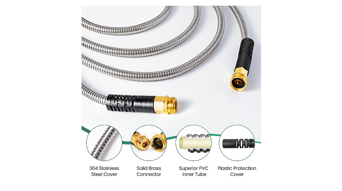 Durable Cesun 3ft Metal Garden Hose - Lightweight & Kink Free