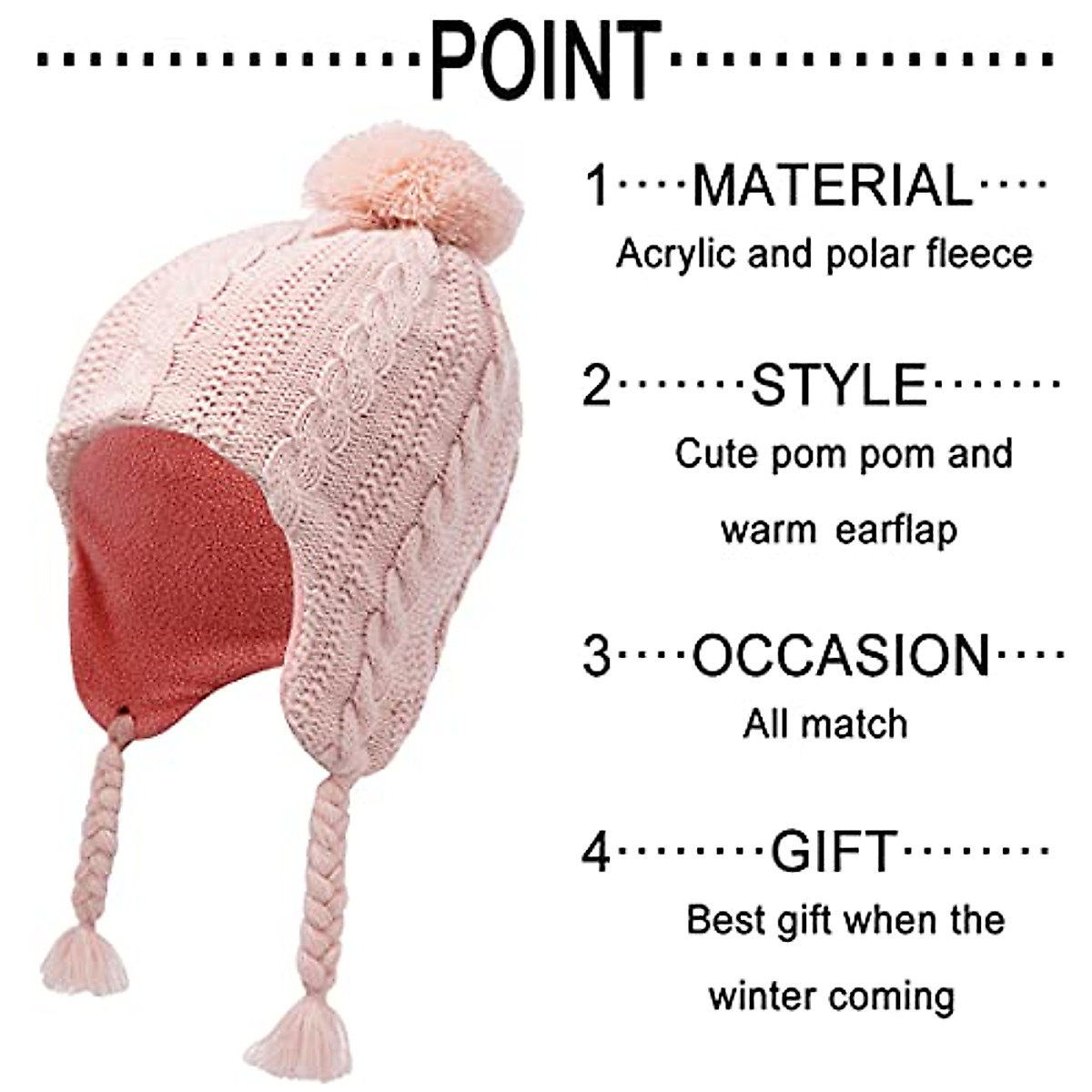 KMOLY Kids Winter Hat Scarf Gloves Set for Girls Boys 3-8 Years,Toddler Earflap Beanie Neck Warmer Mittens Fleece Lined Set