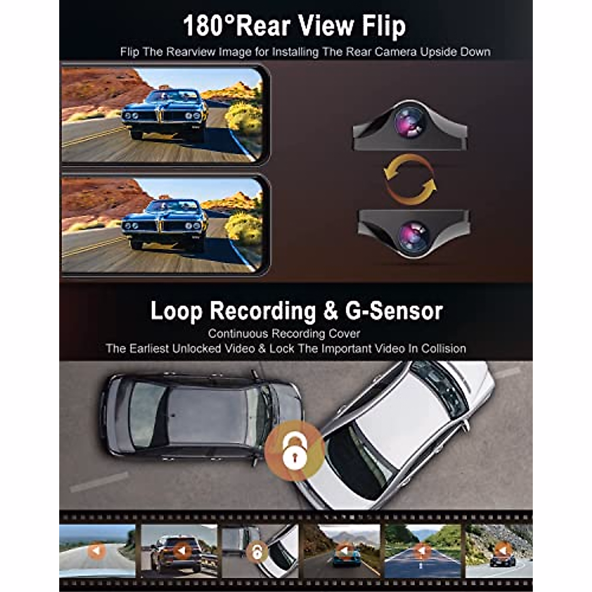 AX2V 11" Mirror Dash Cam - 1080P Front and Rear Dual Recording, Waterproof Backup Camera with Super Night Vision, Full Touch Screen for Car Reversing Assistance and Parking Monitoring