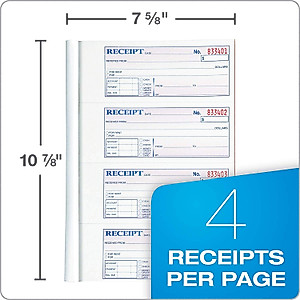 Adams Money and Rent Receipt Books New Color Cover, 3 Part Carbonless, 3 Pack, 7-5/8" x 10-7/8", Spiral Bound, 100 Set Book, 4 Receipts per Page reciept Book Booklet (TC1182 -E)