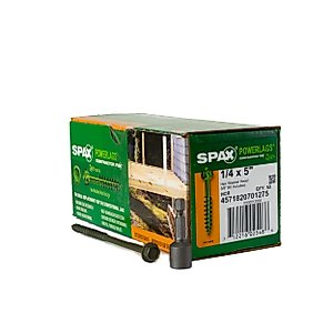 SPAX 1/4" x 5" Exterior Hex Head Structural Wood Lag Screws Powerlags Hex (50 EA) Bit Included Heavy Duty Rust Resistant