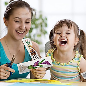 Caydo 3 Pieces Cross Stitch Bookmark Kits, Flowers Stamped Embroidery Bookmark with Backing Felt and Instructions Beginner Cross Stitch Kits for Adults, Book Lovers, 14 CT