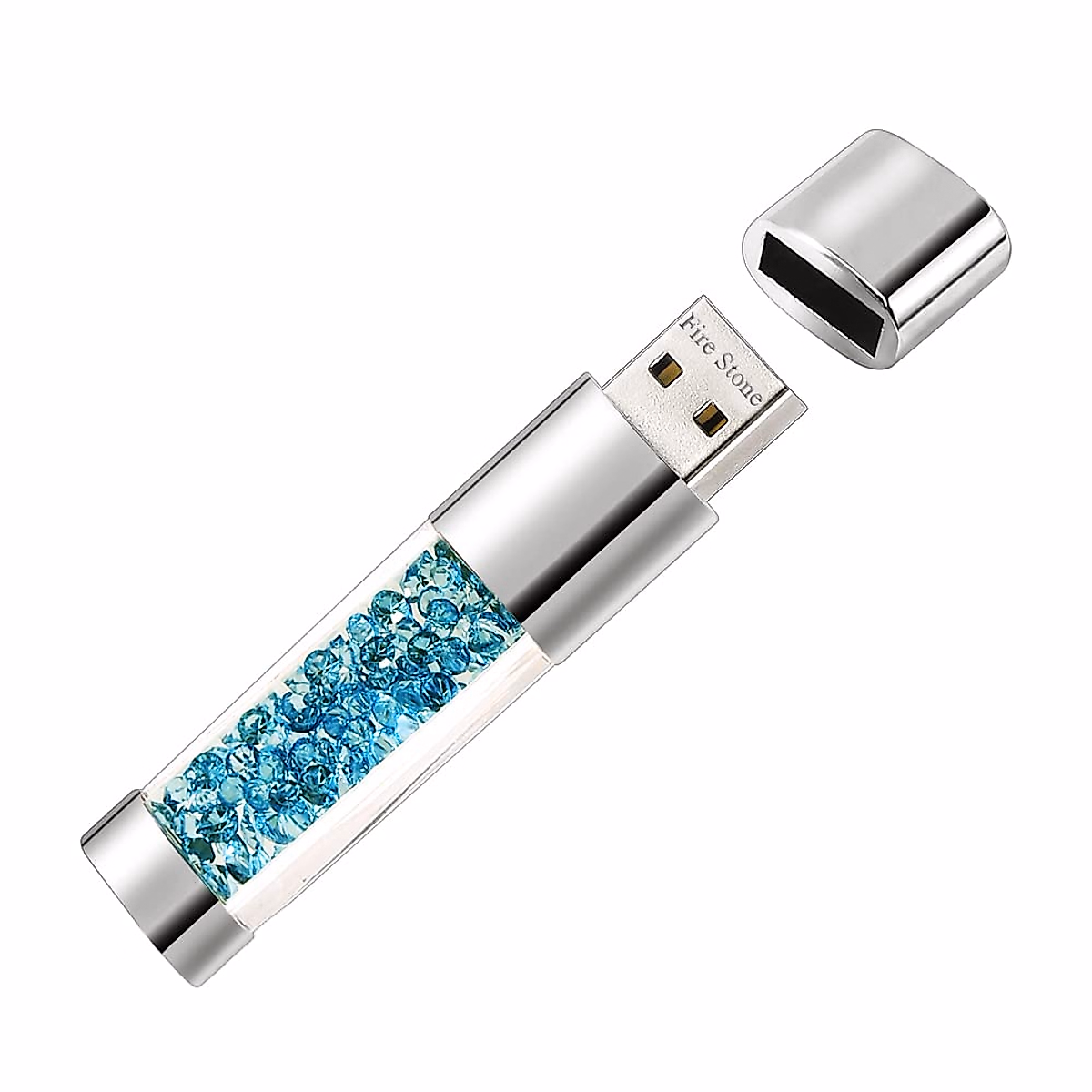 Lovely Diamond USB 2.0 Flash Drive Data Storage Memory Stick USB Stick Pendrive Gift (64GB, Lake Blue)