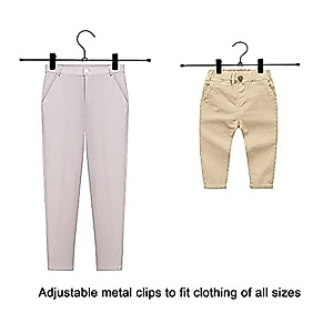 Koobay 15.7" Black Pants Clothes Hangers, 20 Packs, Skirt Hangers Black Hangers with Clips Trouser Hangers Metal Slack Hangers Clothes Hangers