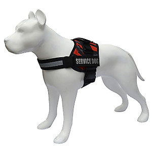 ALBCORP Service Dog Vest Harness - Reflective - Woven Polyester and Nylon, Comfy Mesh Padding - Sizes from XXS to XL – Service Dog Patches Included. Red Camo, Large