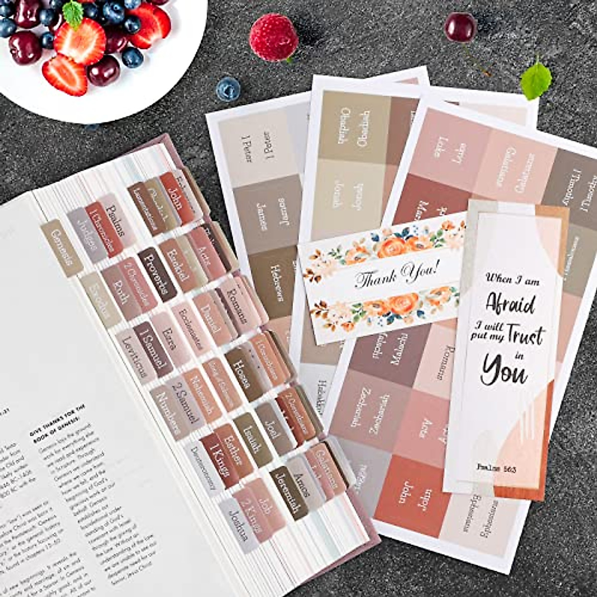 Earth Tone Bible tabs, Large Print Laminated Bible tabs for Women and Men, Easy to Read, Easy to Apply, Bible Journaling Tabs