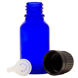 Essential Oil Bottles, Set of 6 - Cobalt Blue Glass with Eurodropper Cap - 15ml