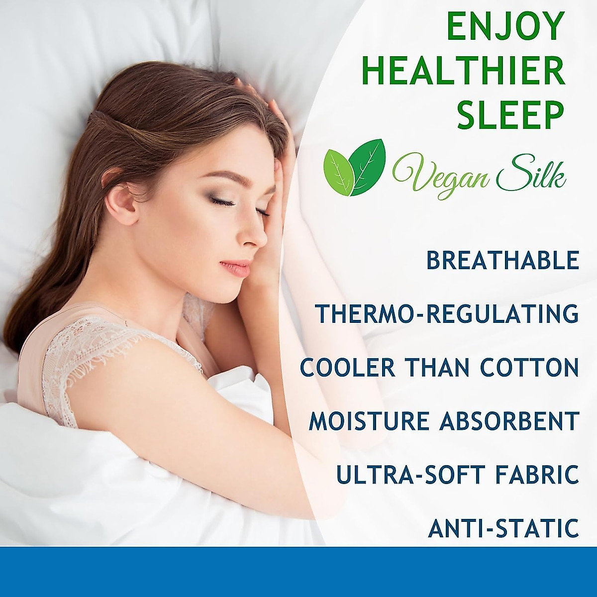 Cooling Pillow Cases King - 100% Viscose Bamboo Pillowcase Set of 2, Zippered, Cool Pillow Cases for Hot Sleepers, Soft