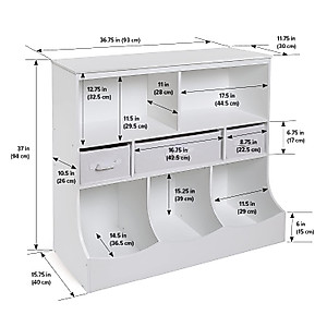 Badger Basket Combo Bin Toy Storage Unit and Book Shelf for Kids with 3 Baskets - White