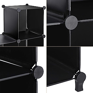 ZenStyle Closet Organizers and Storage 9 Cube Shelves Plastic Stackable Multifunctional DIY Modular Closet Cabinet for Bedroom Living Room Office, Black