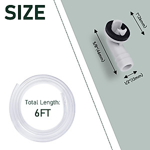 Flehomo Air Conditioner Drain Kit, 6 Feet PVC Clear Vinyl Tubing & Clamps & 3/5 Inch AC Drain Hose Connector Elbow Fitting with Rubber Ring for Mini Split Units and Window AC Unit